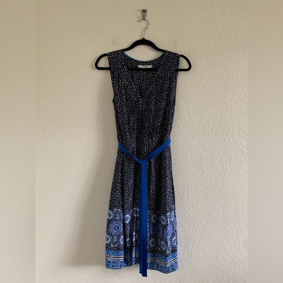 Boden | Dresses | Boden Blue Ellie Belted Sleeveless Vneck Knee Length ...